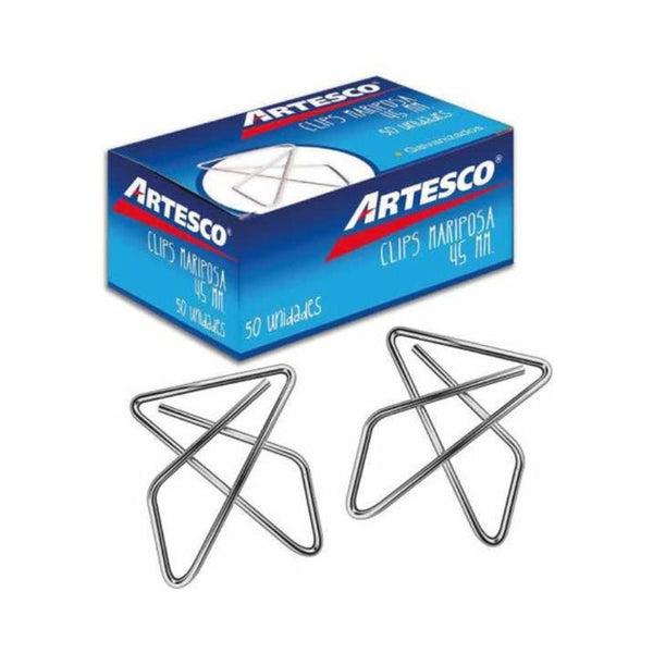 Clips Mariposa 45mm - 50 Unidades - Artesco - Officemate