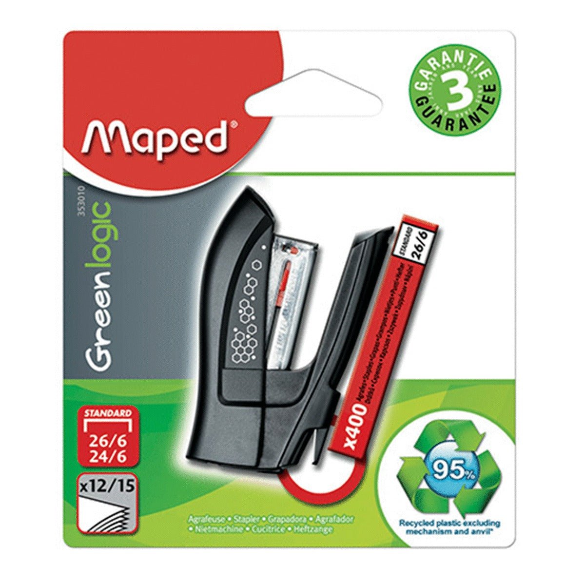 Grapadora mini Compacta Mini Green Logic- Maped - Officemate