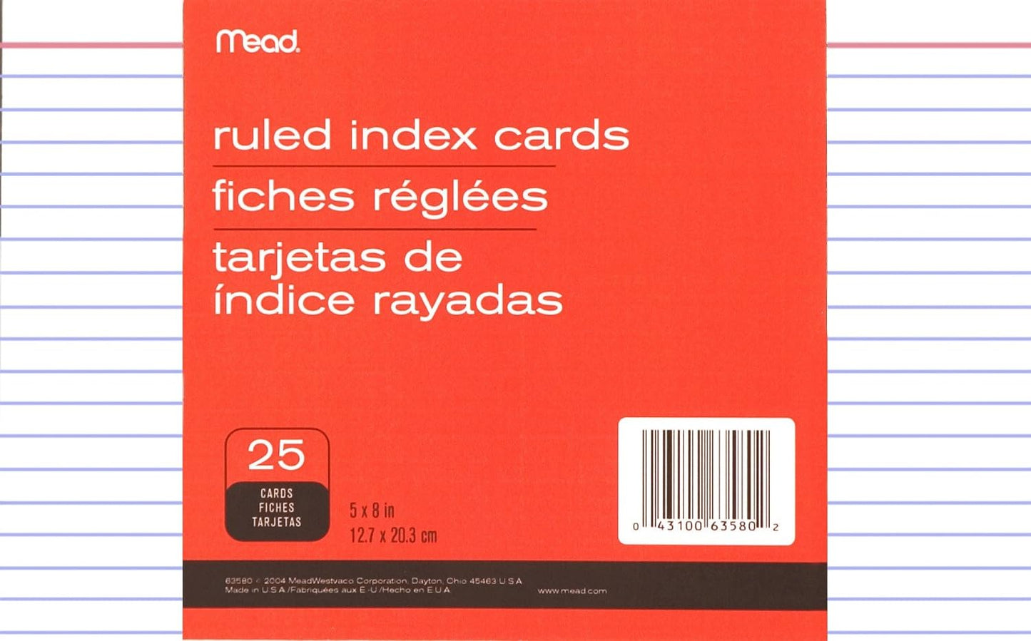 Tarjetas de notas Rayadas (5 X 8)" 25/1 - Mead - Officemate